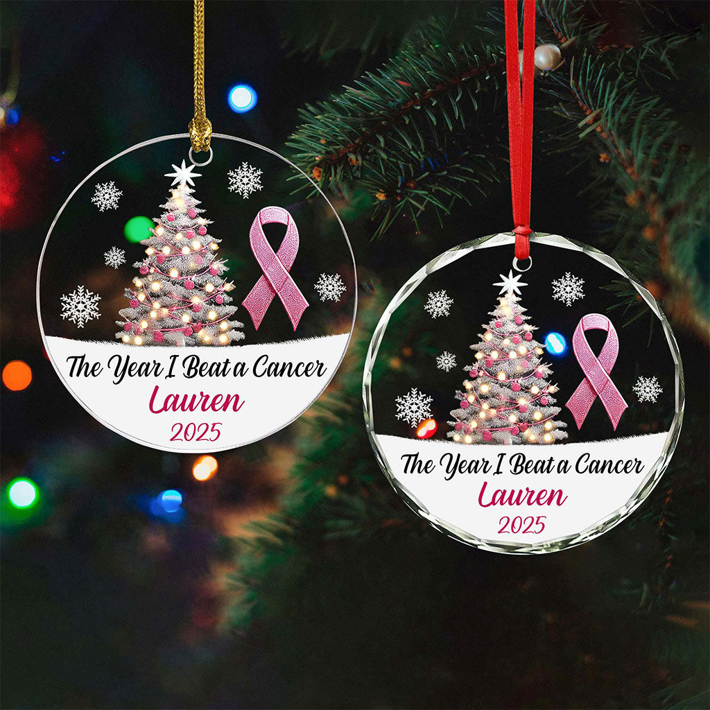 Personalized The Year I Beat a Cancer Glass Ornament, Acrylic Ornament ...
