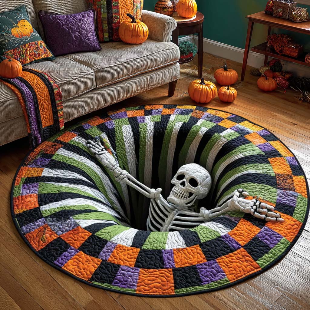 Halloween Optical Illusion Rug, Spooky Skeleton 3D Effect Rug QFTD5110 ...